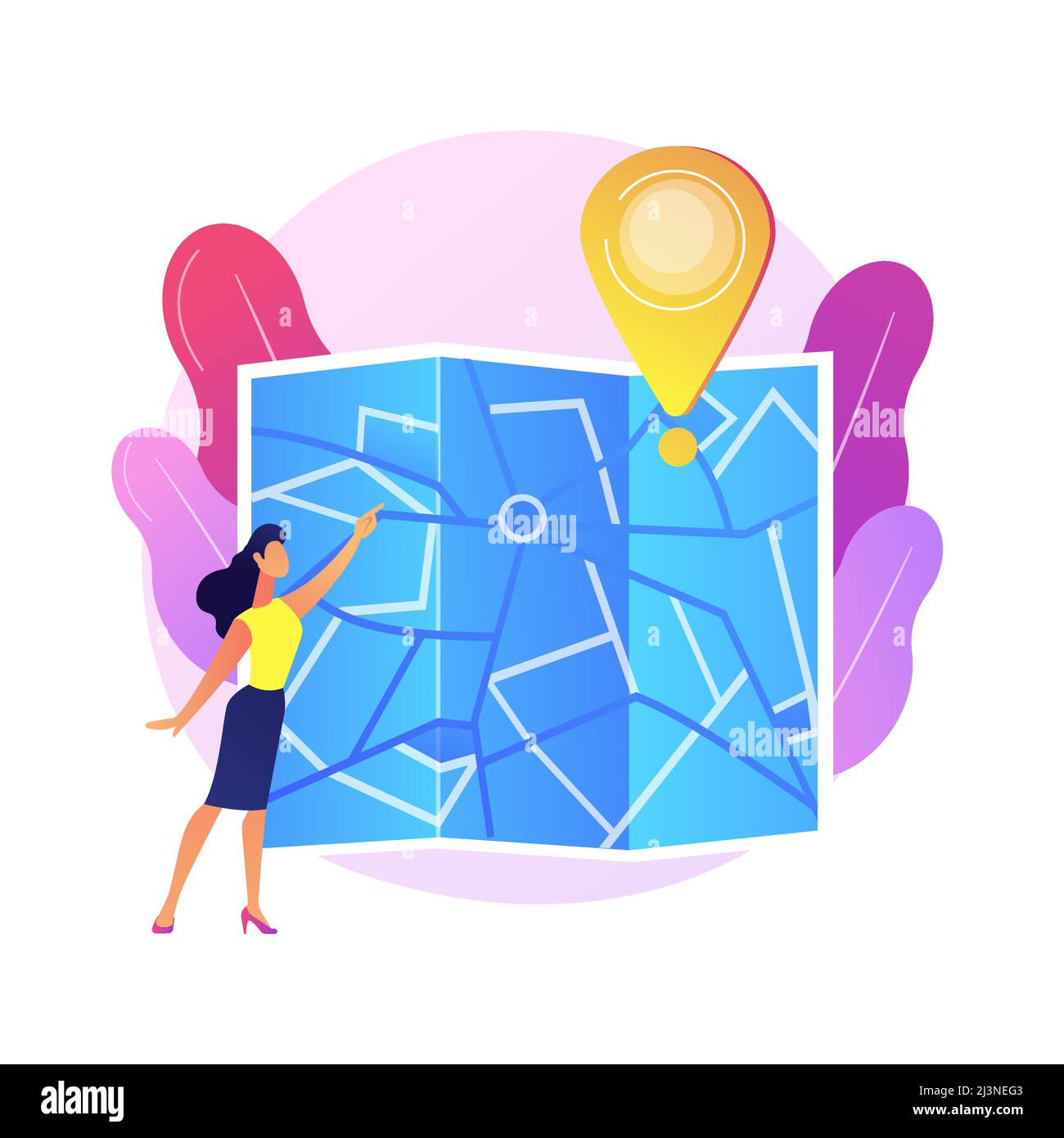 Journey route planning. City travel, urban tourism, cartography idea ...