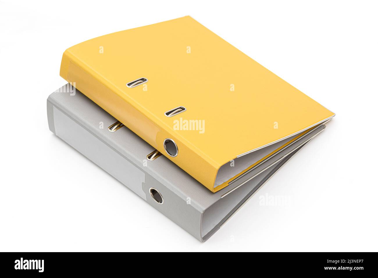 Yellow and gray office folder on white background Stock Photo - Alamy