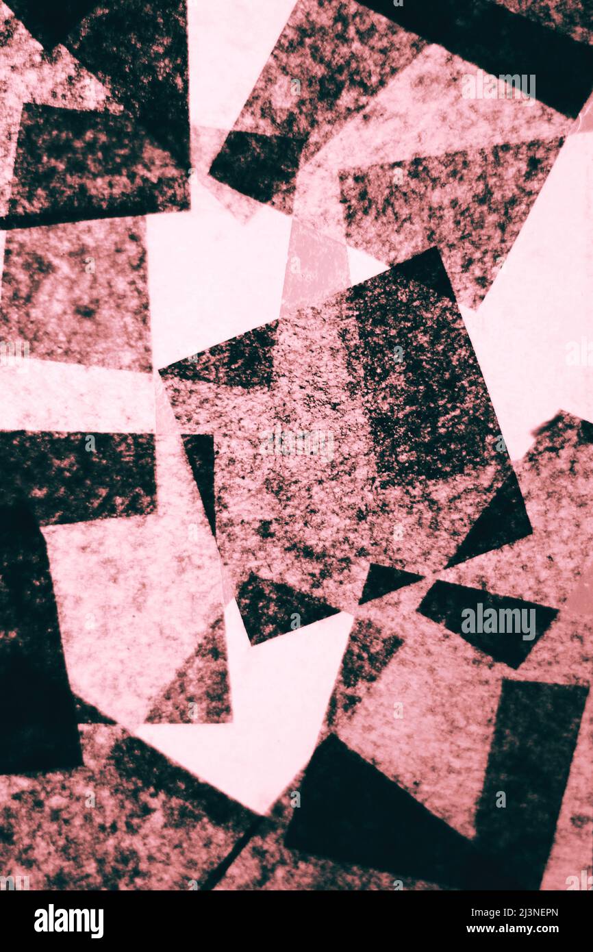 Craft tissue paper glued to a window as an abstract pink translucent ...