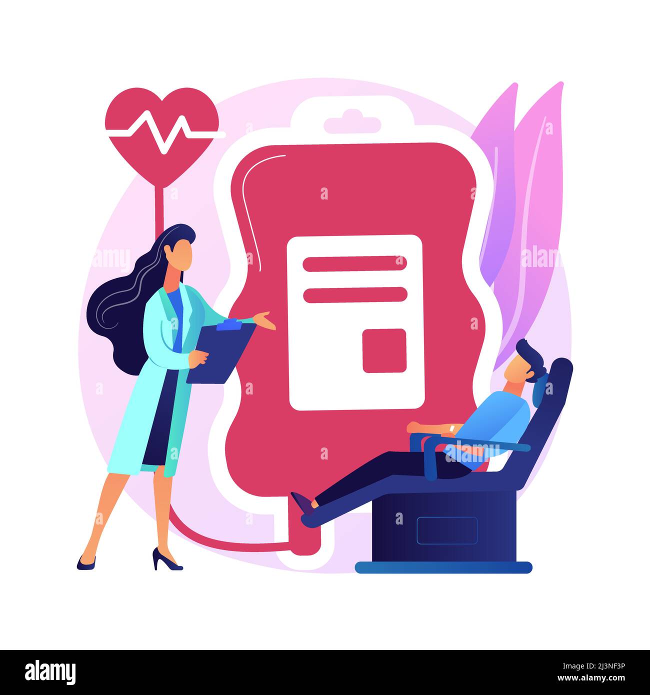 Blood donation. Doctor and patient cartoon characters. Volunteer ...