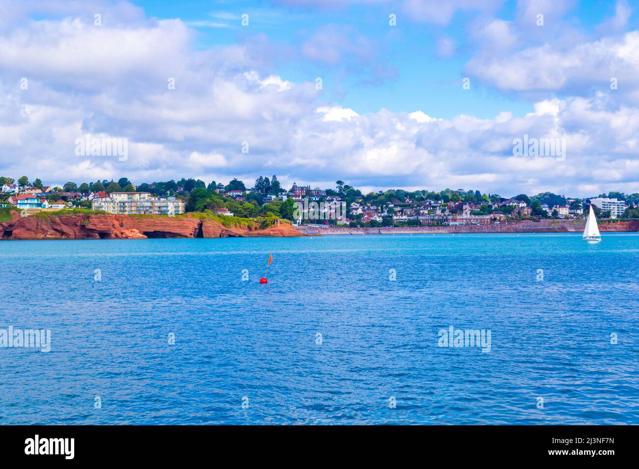 Panoramic view of the seaside town of Torquay on the English Riviera in ...