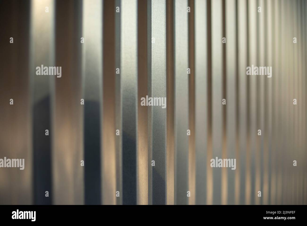 Texture fence. Steel fence of silver color. Horizontal lines ...