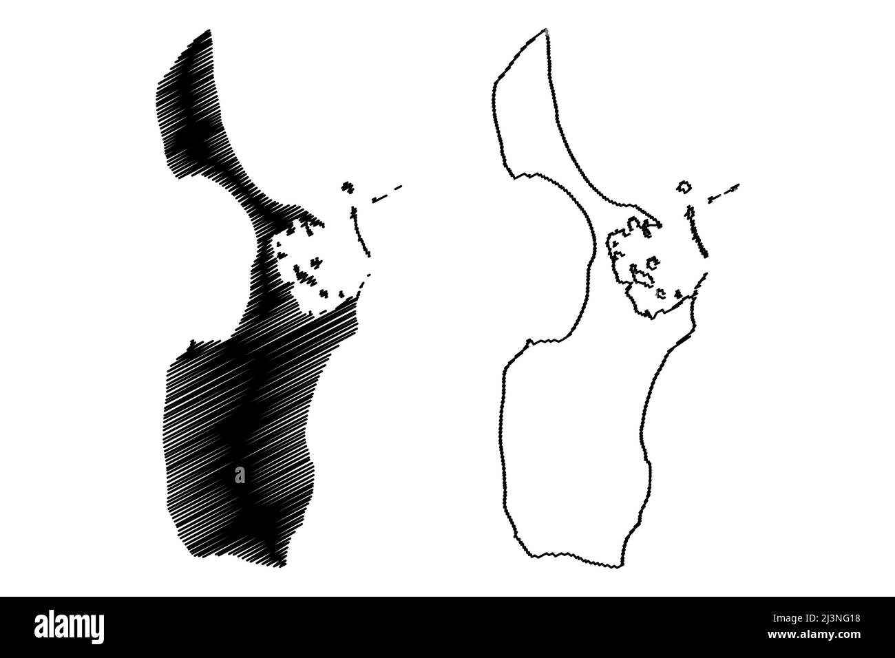 Samso island (Kingdom of Denmark) map vector illustration, scribble ...