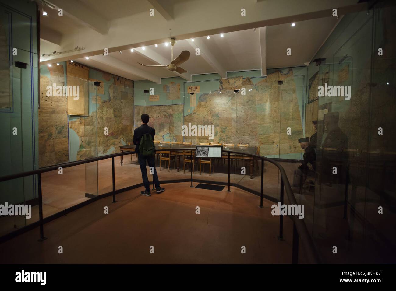 Visitor observes the Map Room also known as the War Room of the Supreme ...