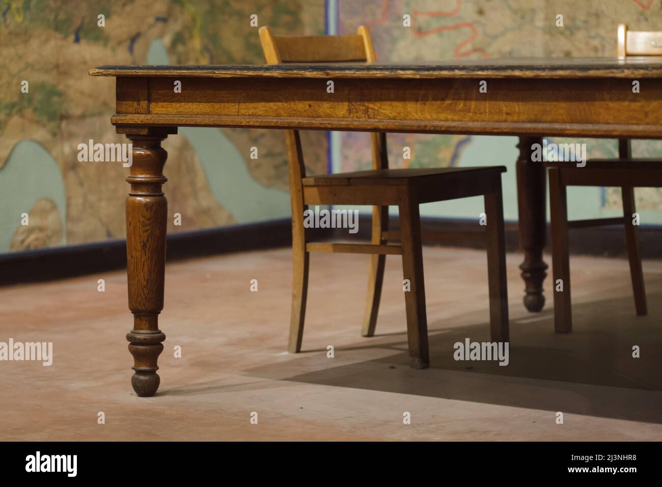 Table and one of the chairs in the Map Room also known as the War Room ...