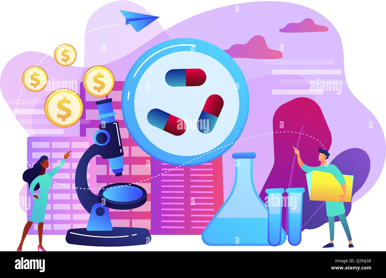 Tiny people scientists in the lab produce pharmaceutical drugs ...