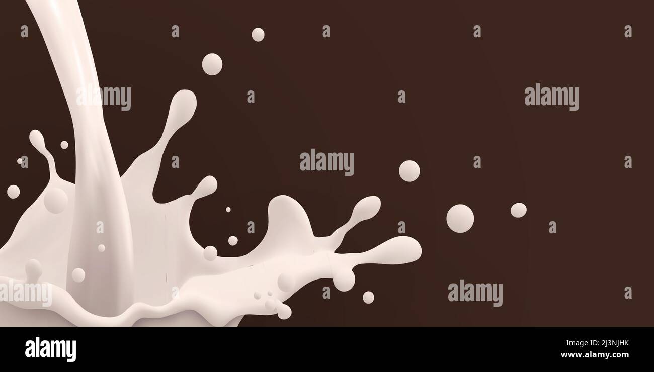 Milk jet background, milky splash, vector realistic liquid white splash ...