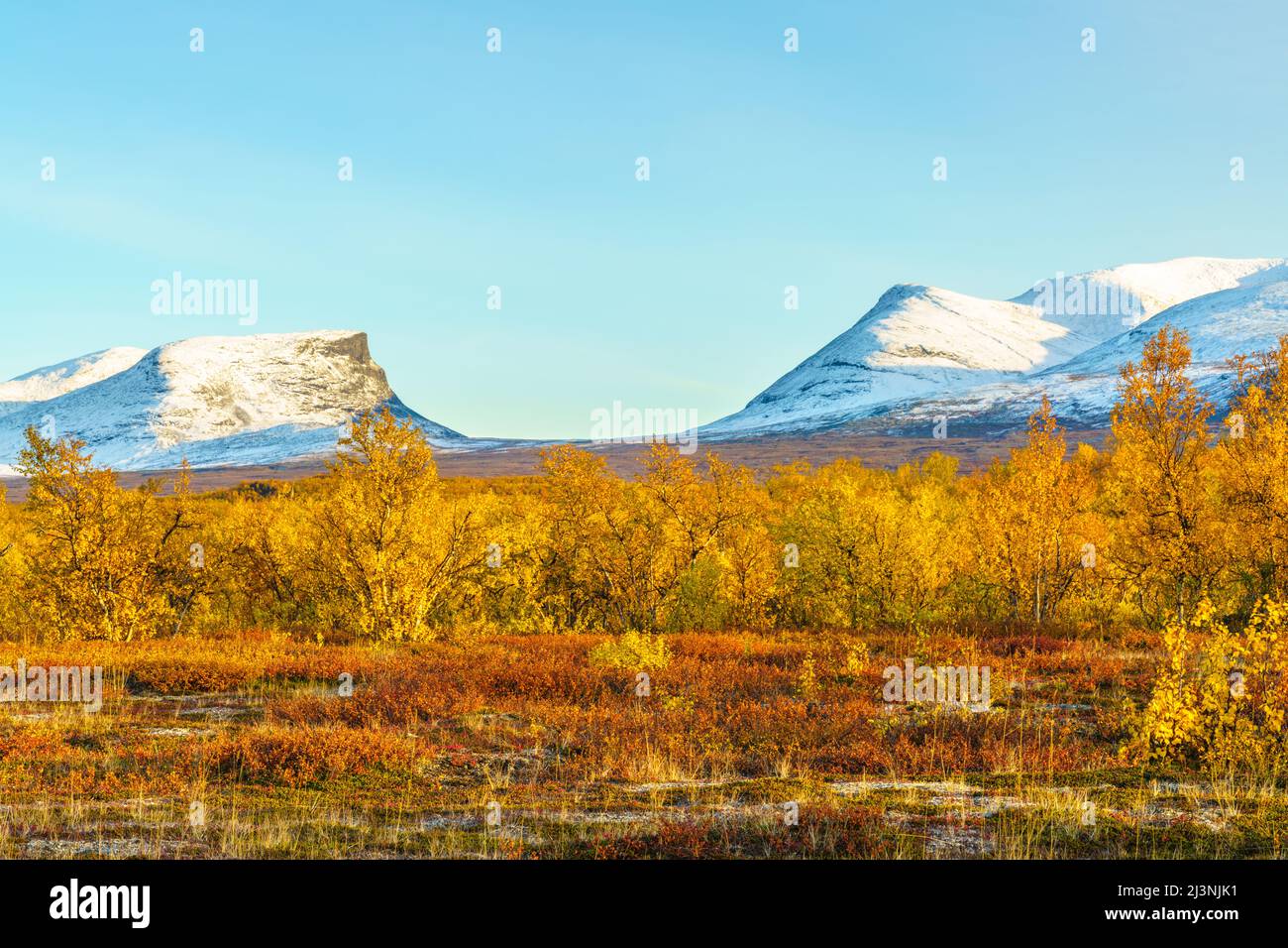 Abisko national park in september with autumn colors and Lapporten in ...