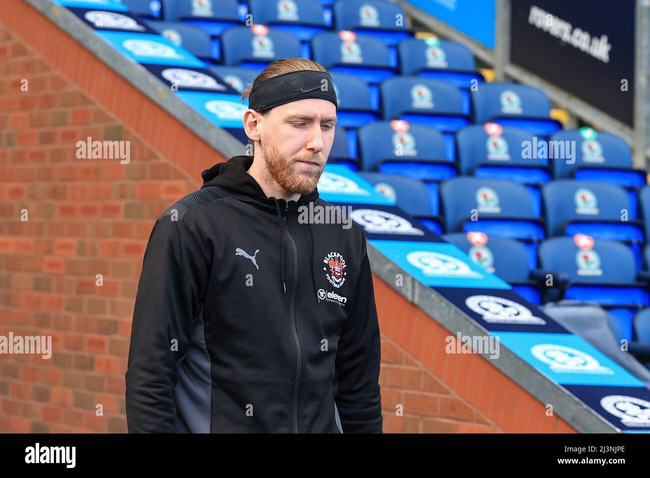 Josh Bowler #11 of Blackpool arrives at Ewood Park Stock Photo - Alamy