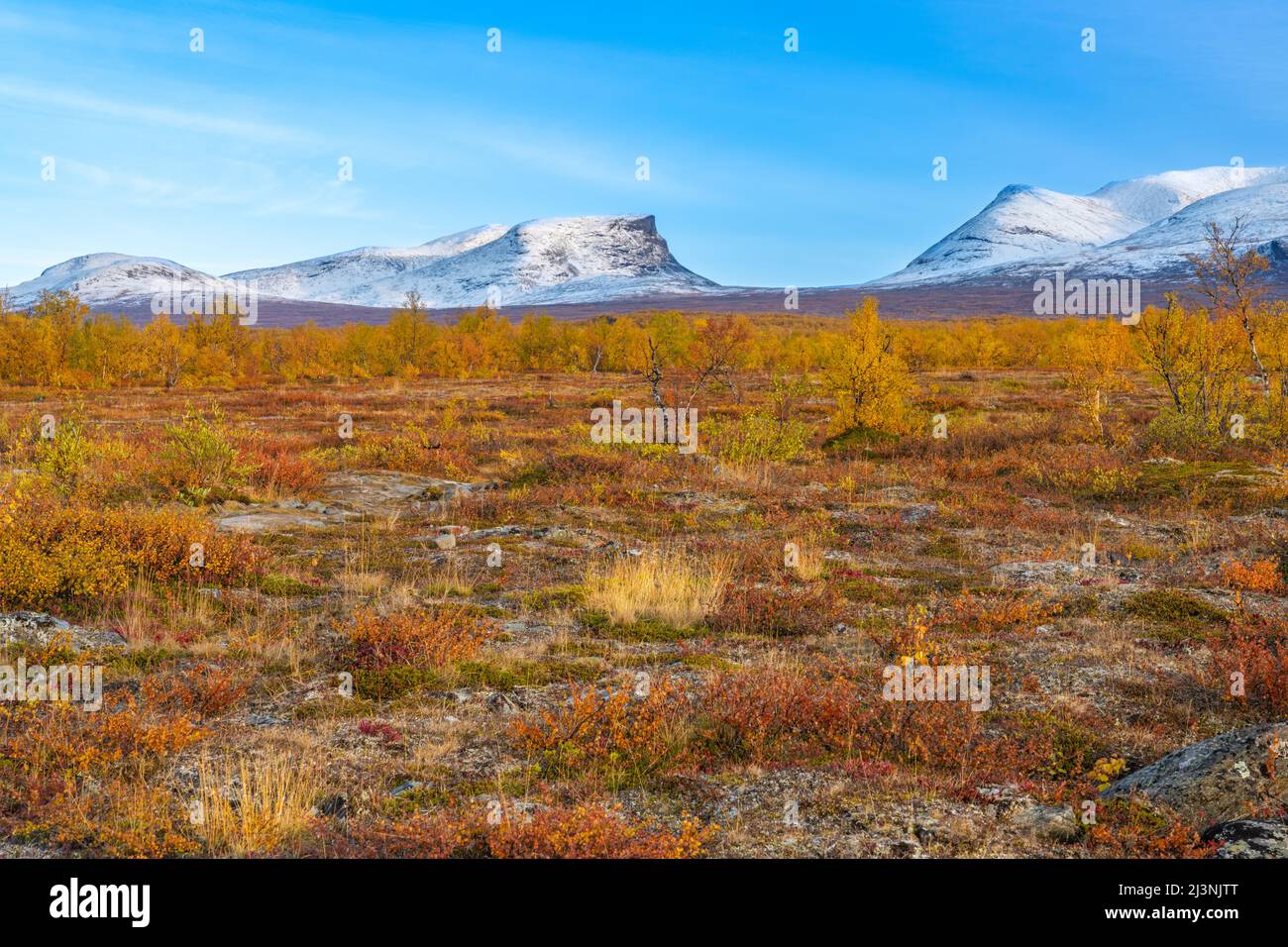 Abisko national park in september with autumn colors and Lapporten in ...