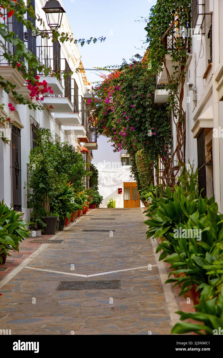 Beautiful old center of Marbella city in a sunny day of December ...