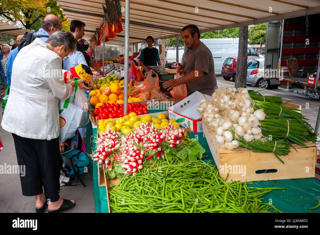 Paris, France, People Shopping, Outside Public Organic Food Market ...