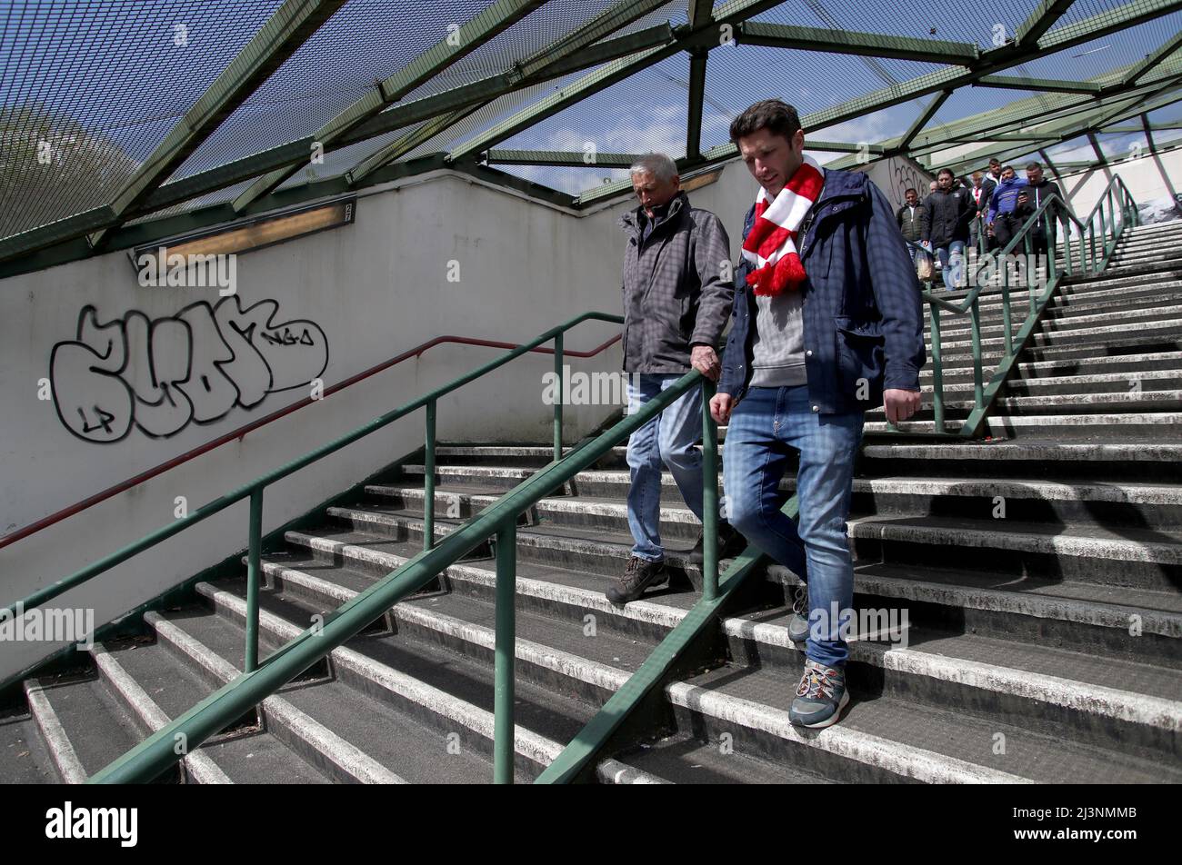 Southampton fans arriving at the ground before the Premier League match ...