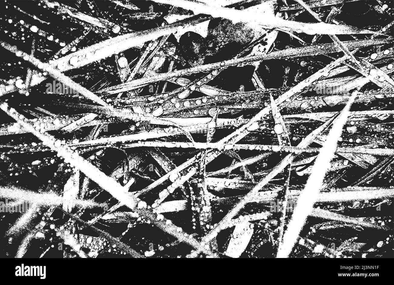 Distressed overlay grass stem texture on the ground. grunge black and ...
