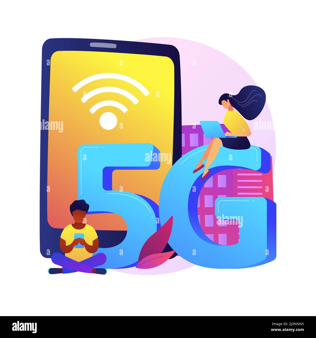 Mobile phones 5G network abstract concept vector illustration. Mobile ...