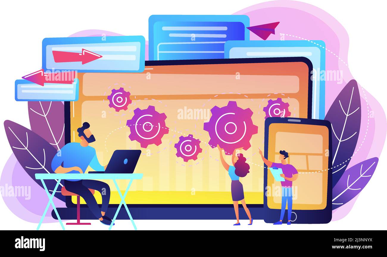 Tester And Developer Work With Laptop And Tablet Cross Platform Bug
