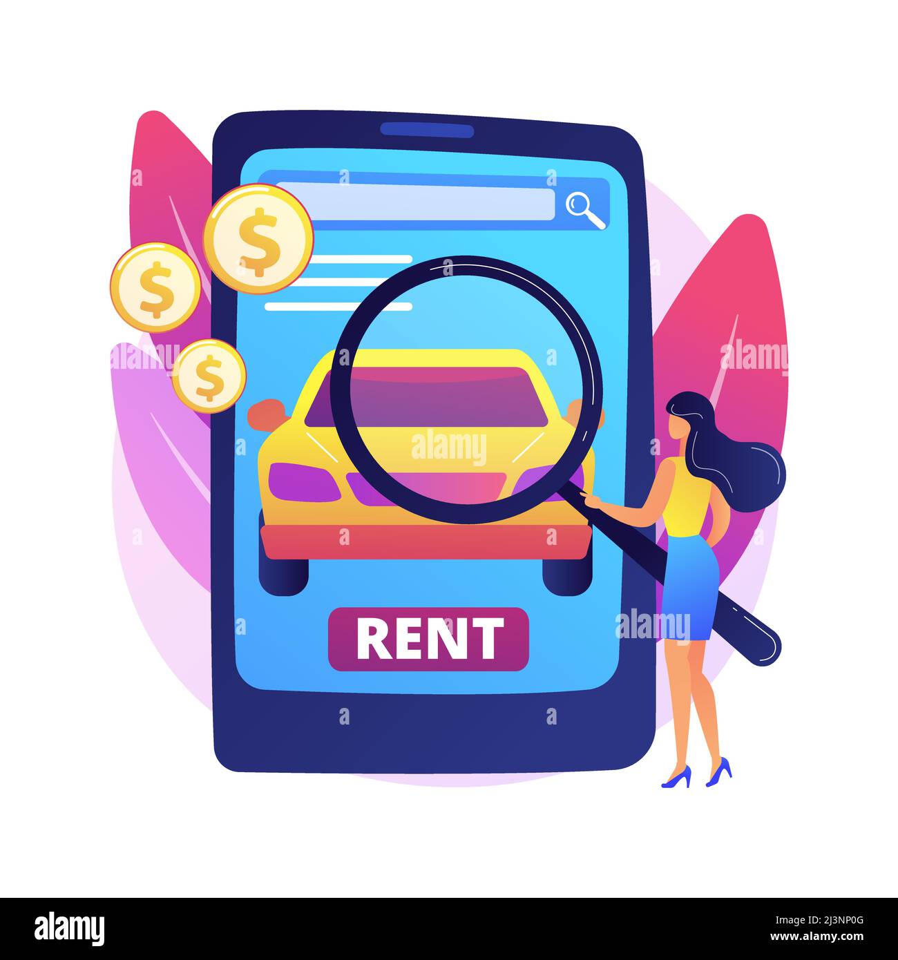 Rental car service abstract concept vector illustration. Online car ...