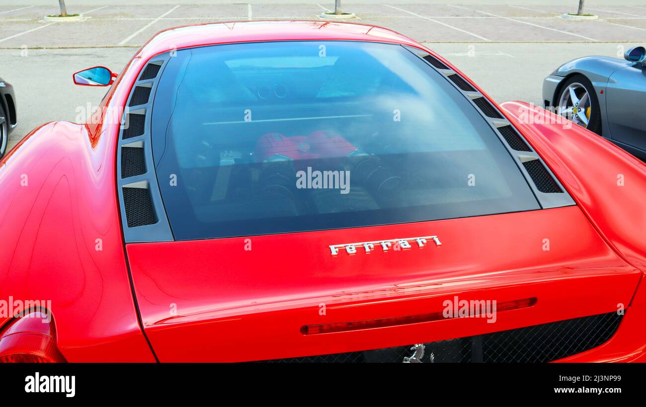 Detail of FERRARI car. Ferrari is an Italian luxury sports car based in ...