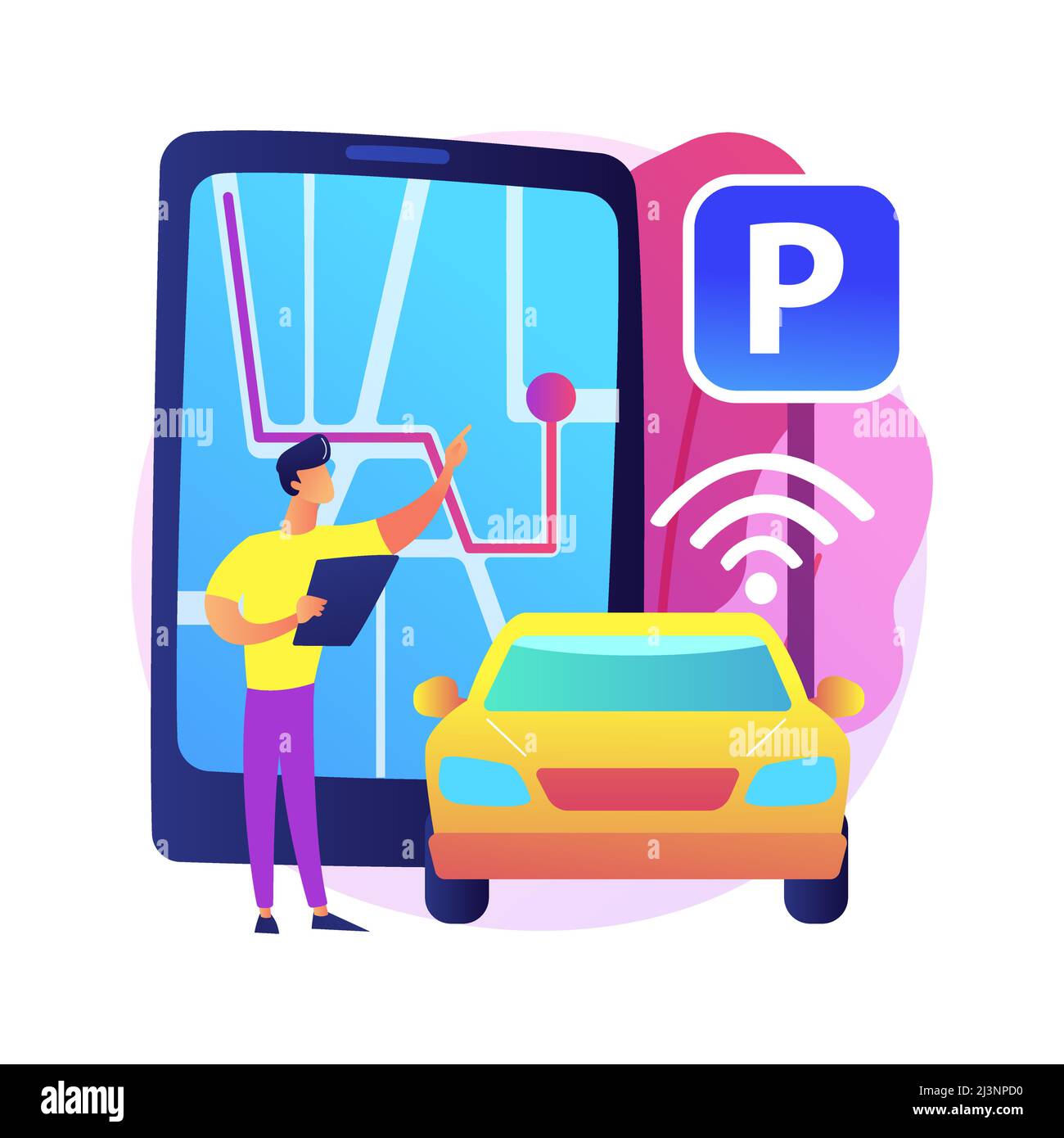 Self-parking car system abstract concept vector illustration. Automated ...