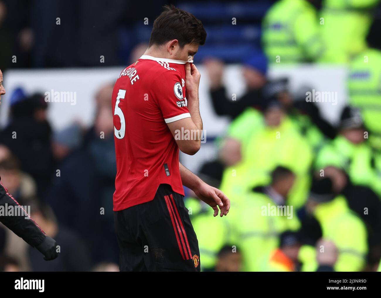 Liverpool, UK. 9th April 2022. Harry Maguire of Manchester United ...