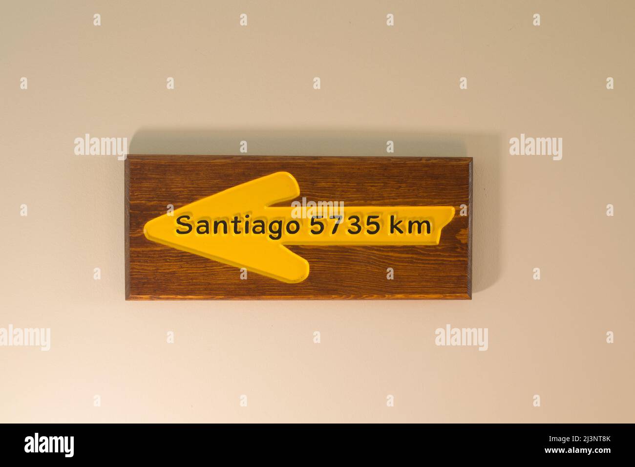 Camino de Santiago Sign with Yellow Arrow Stock Photo - Alamy