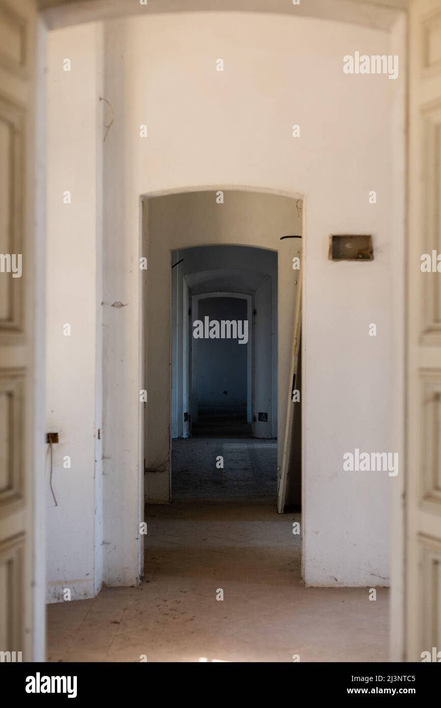 a long corridor with arches in an old house in europe Stock Photo - Alamy