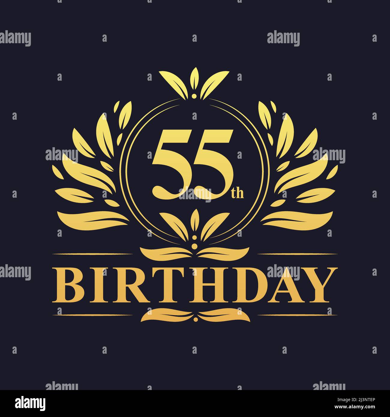 55th Birthday Design, luxurious golden color 55 years Birthday ...