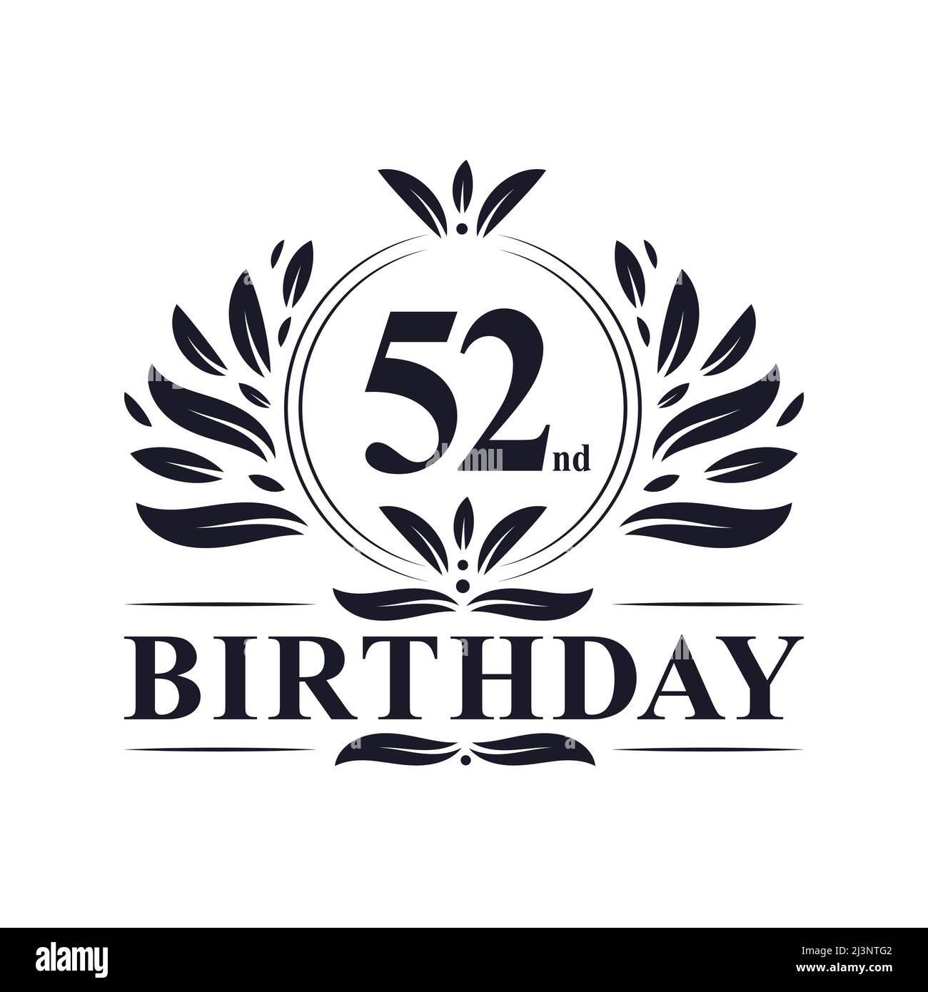 52 years Birthday logo, luxury 52nd Birthday design celebration Stock ...
