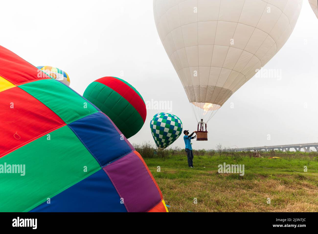 beautiful hot air balloon in the sky Stock Photo - Alamy