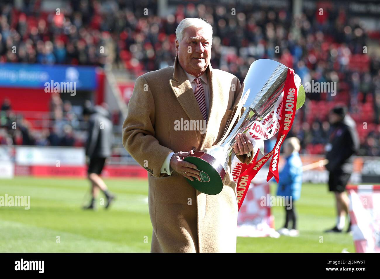 Rotherham United chariman Tony Stewart with the 2022 Papa Johns Trophy ...