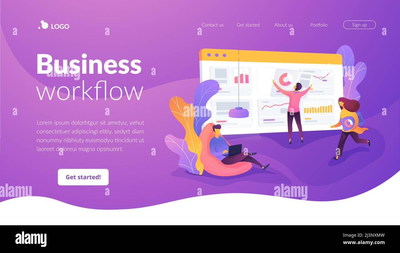 Business workflow, business process efficiency, working activity pattern concept. Website ...