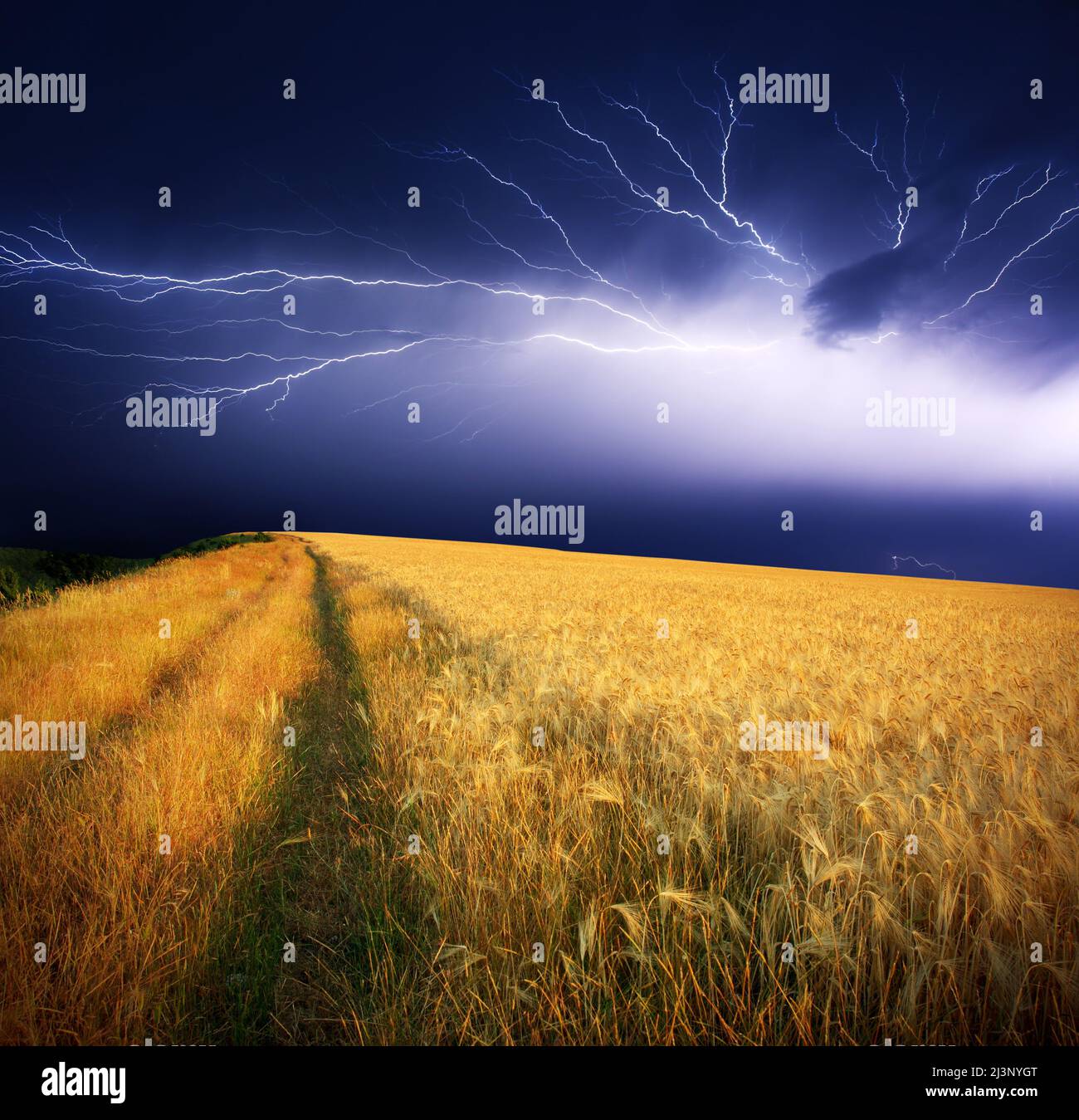 summer storm beginning with lightning Stock Photo - Alamy