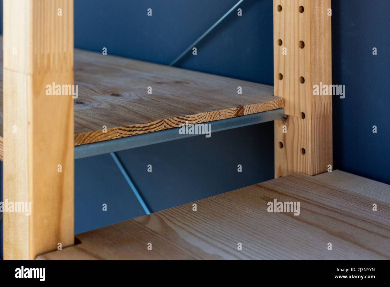 Wooden simple shelves for storing things in the apartment Stock Photo ...