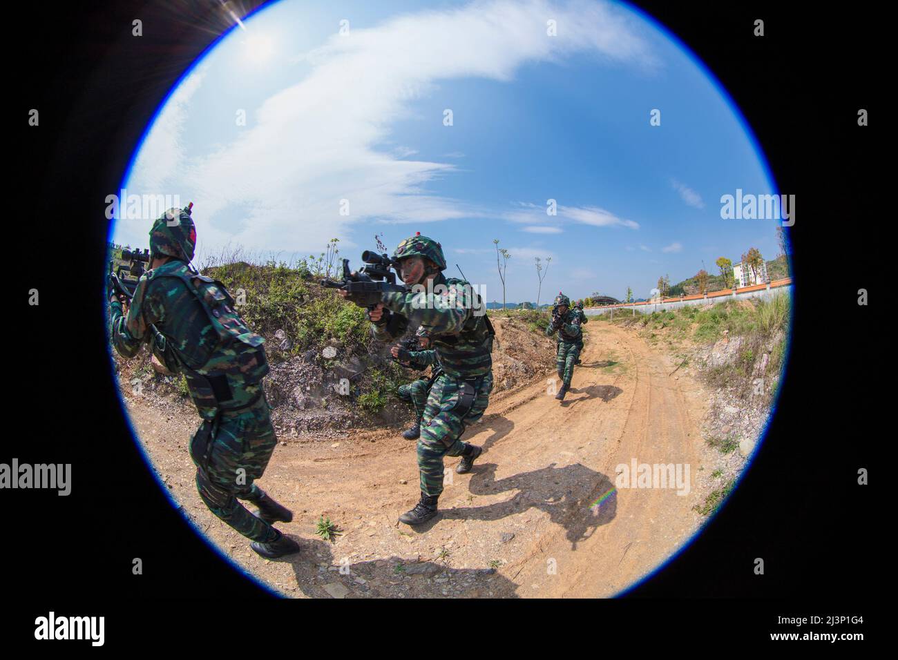 QIANXINAN, CHINA - APRIL 9, 2022 - Special forces soldiers use a laser ...