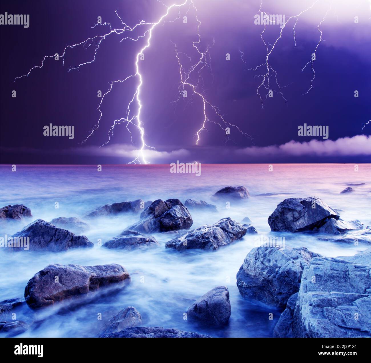summer storm beginning with lightning Stock Photo - Alamy