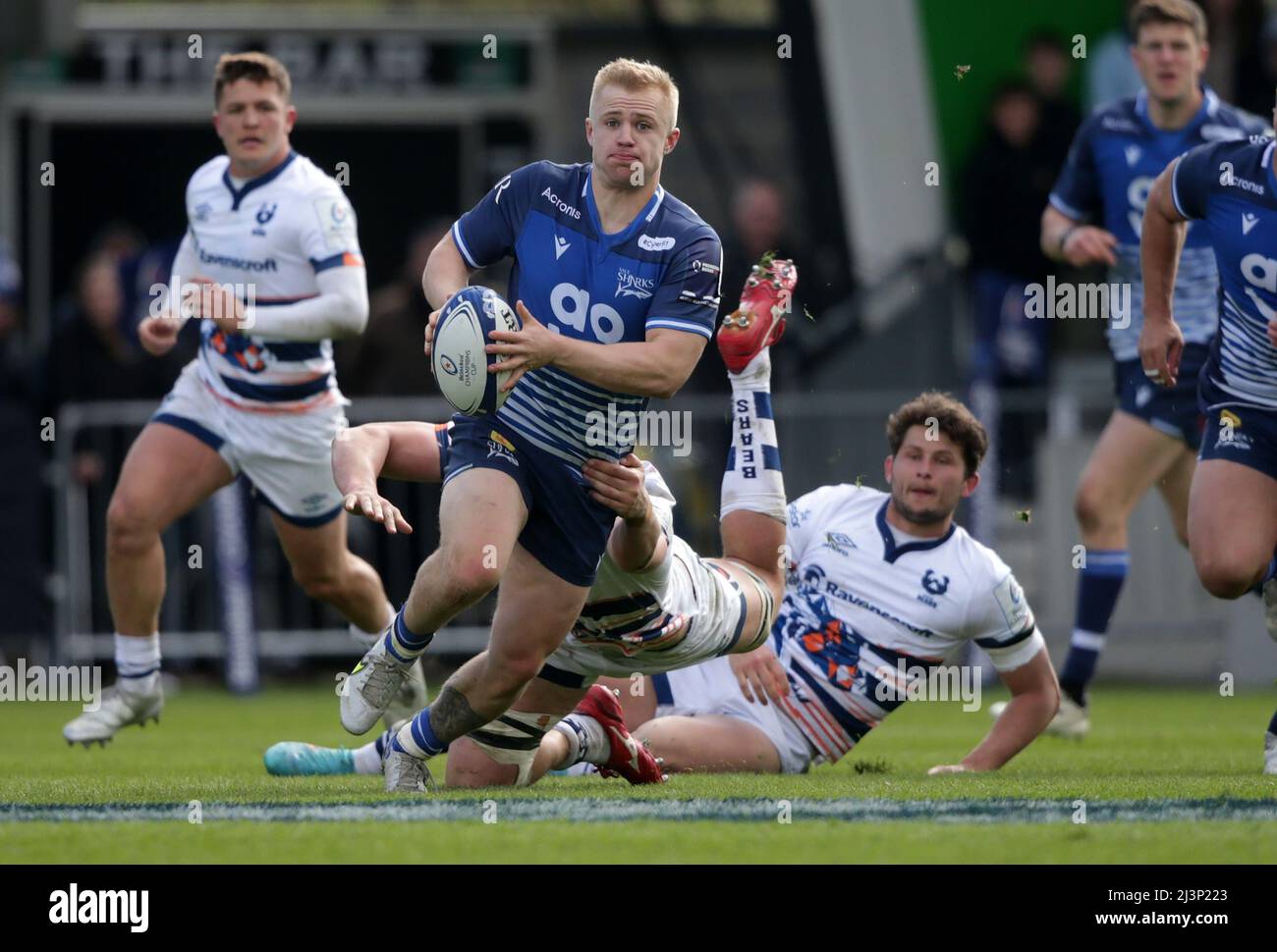 Sale Sharks Arron Reed in action against Bristol Bears during the ...
