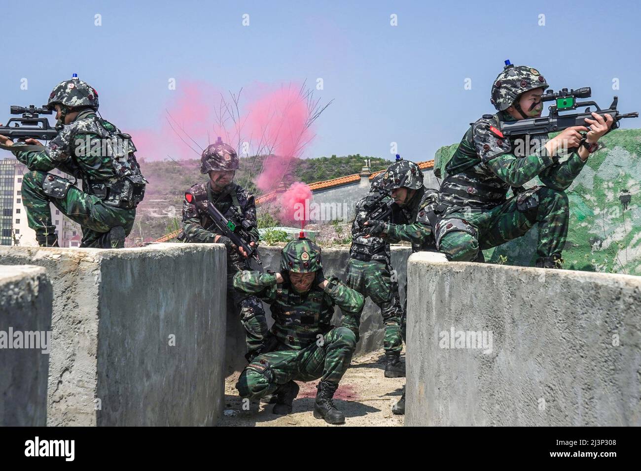 QIANXINAN, CHINA - APRIL 9, 2022 - Special forces soldiers use a laser ...