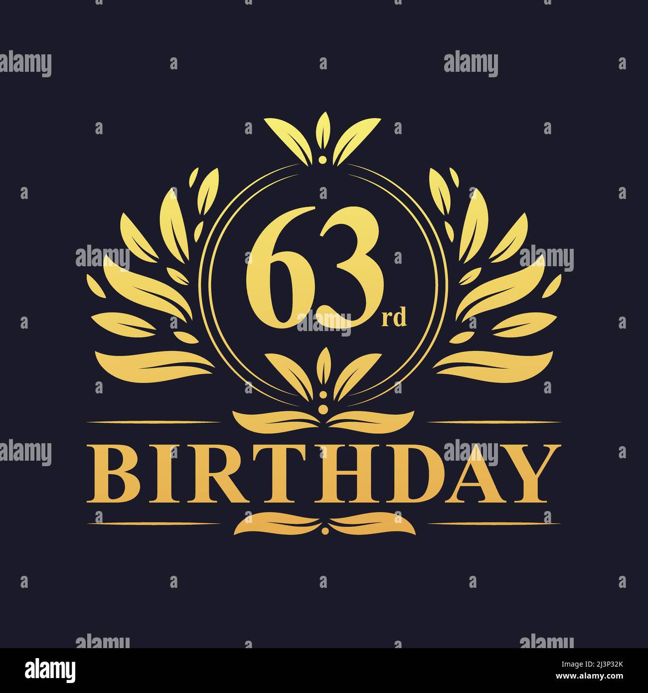 63 years Birthday logo, luxury 63rd Birthday design celebration Stock ...