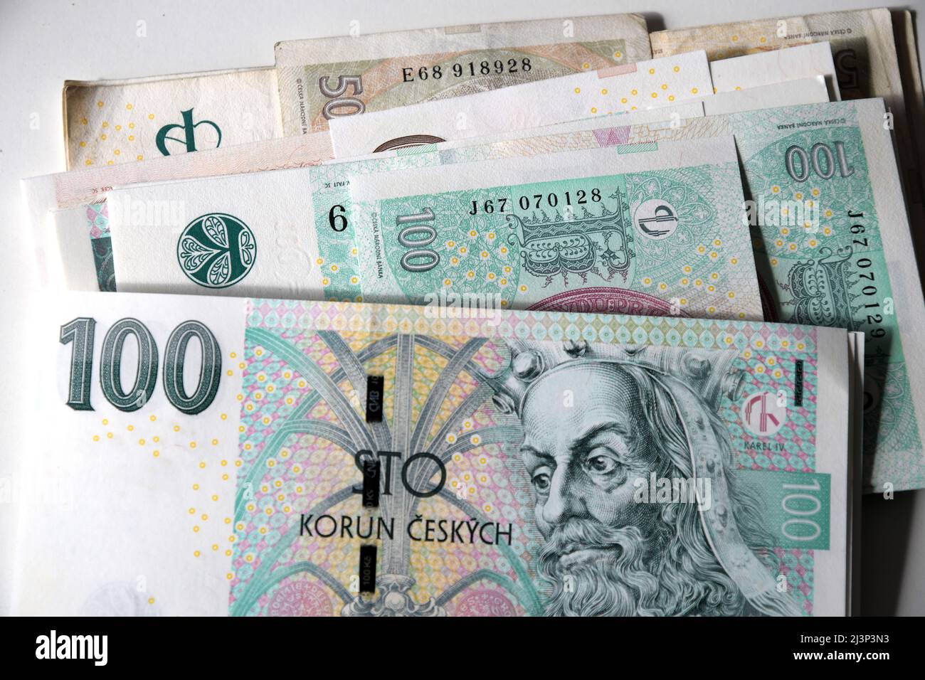 Copenhagen/Denmark/.09 April 2022/Czech koruna or Korun Ceskych foreign ...