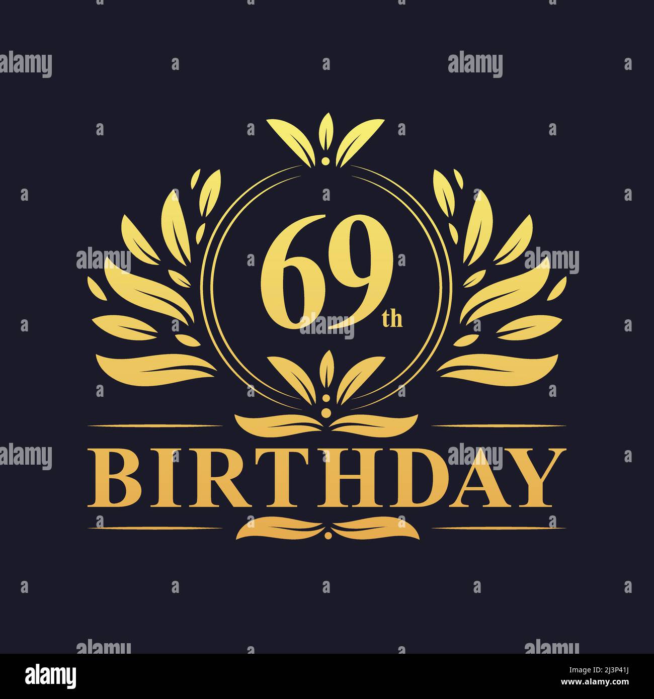 69th Birthday Design, luxurious golden color 69 years Birthday ...