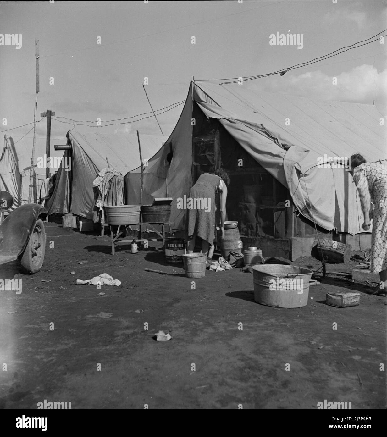 Orange pickers' camp. Tulare County, California. Rent one dollar per ...