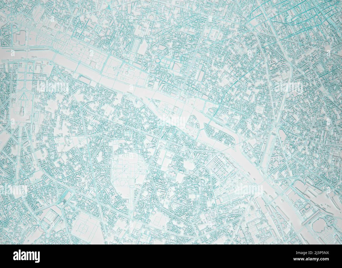 simplified map of the city of paris aerial view. 3d rendering Stock ...