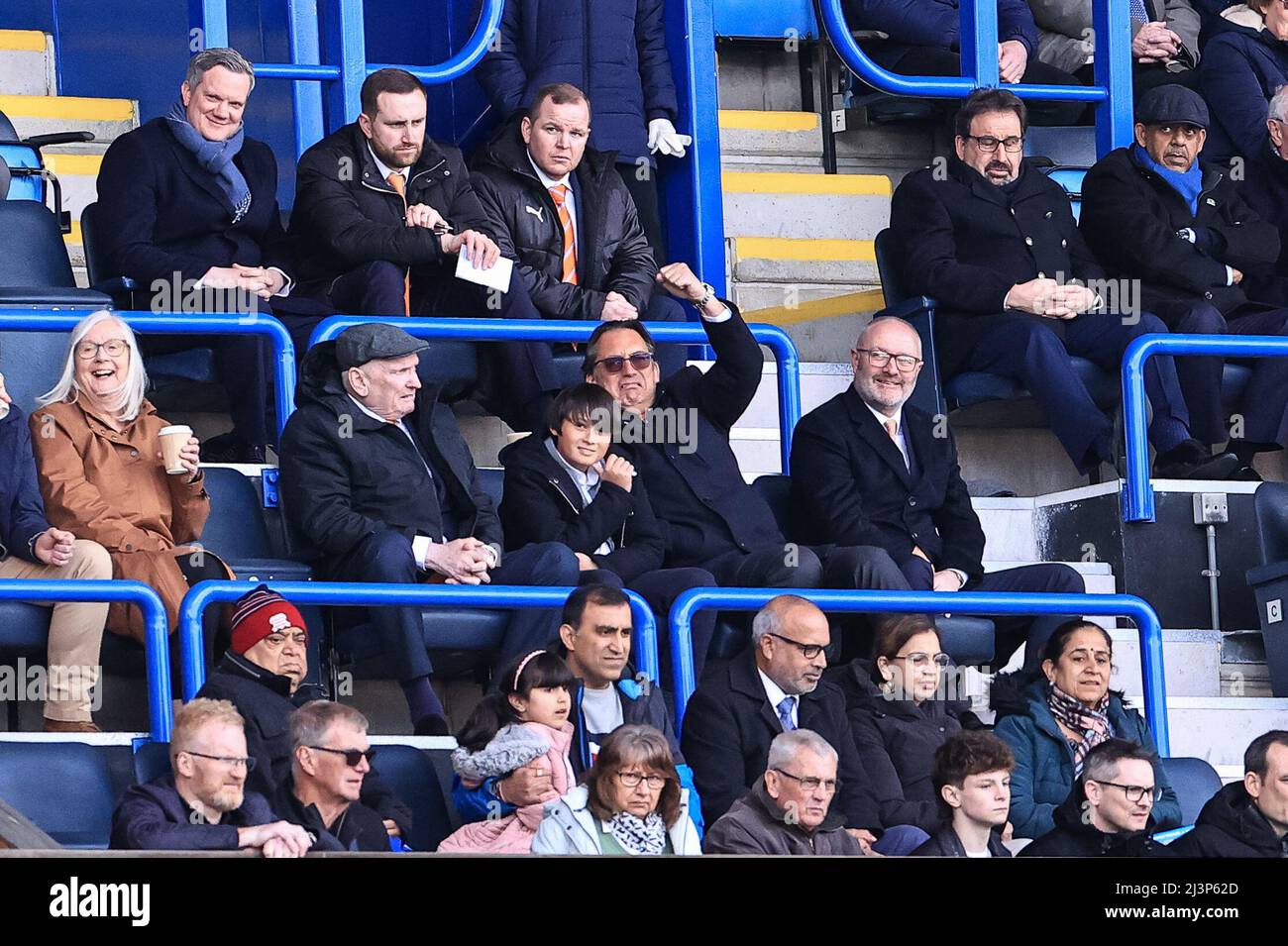 Simon Sadler owner of Blackpool waves to the Blackpool fans as they ...