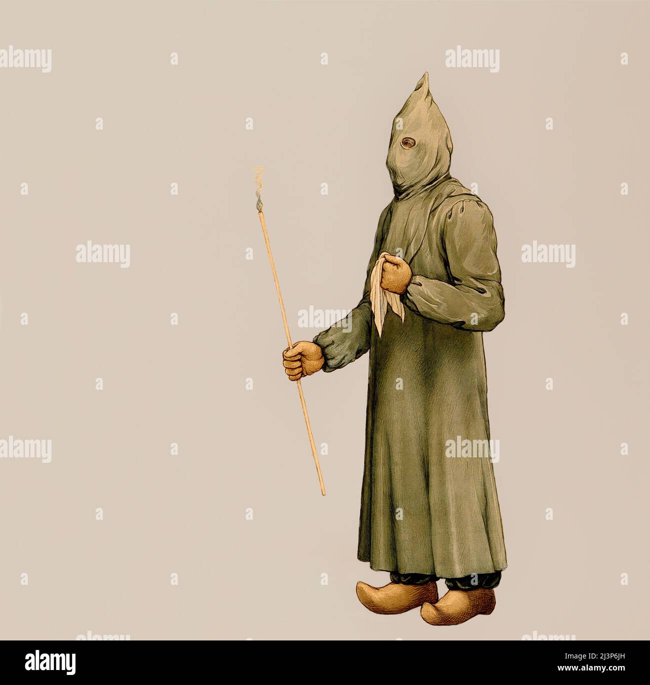 A physician wearing a plague preventive costume, 17th century Stock ...