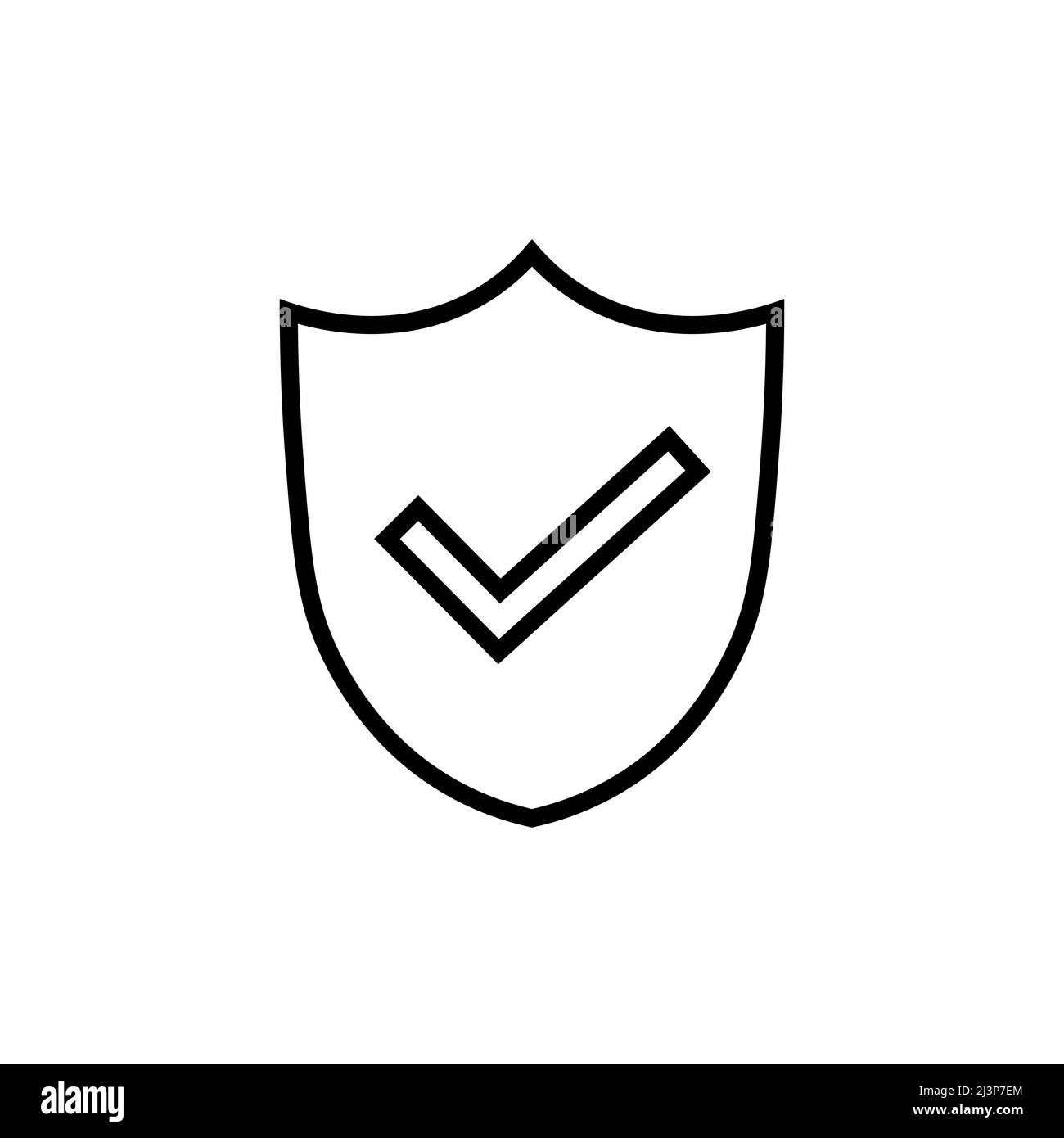 Mark approved icon in flat style. Shield line icon with tick. Guard ...