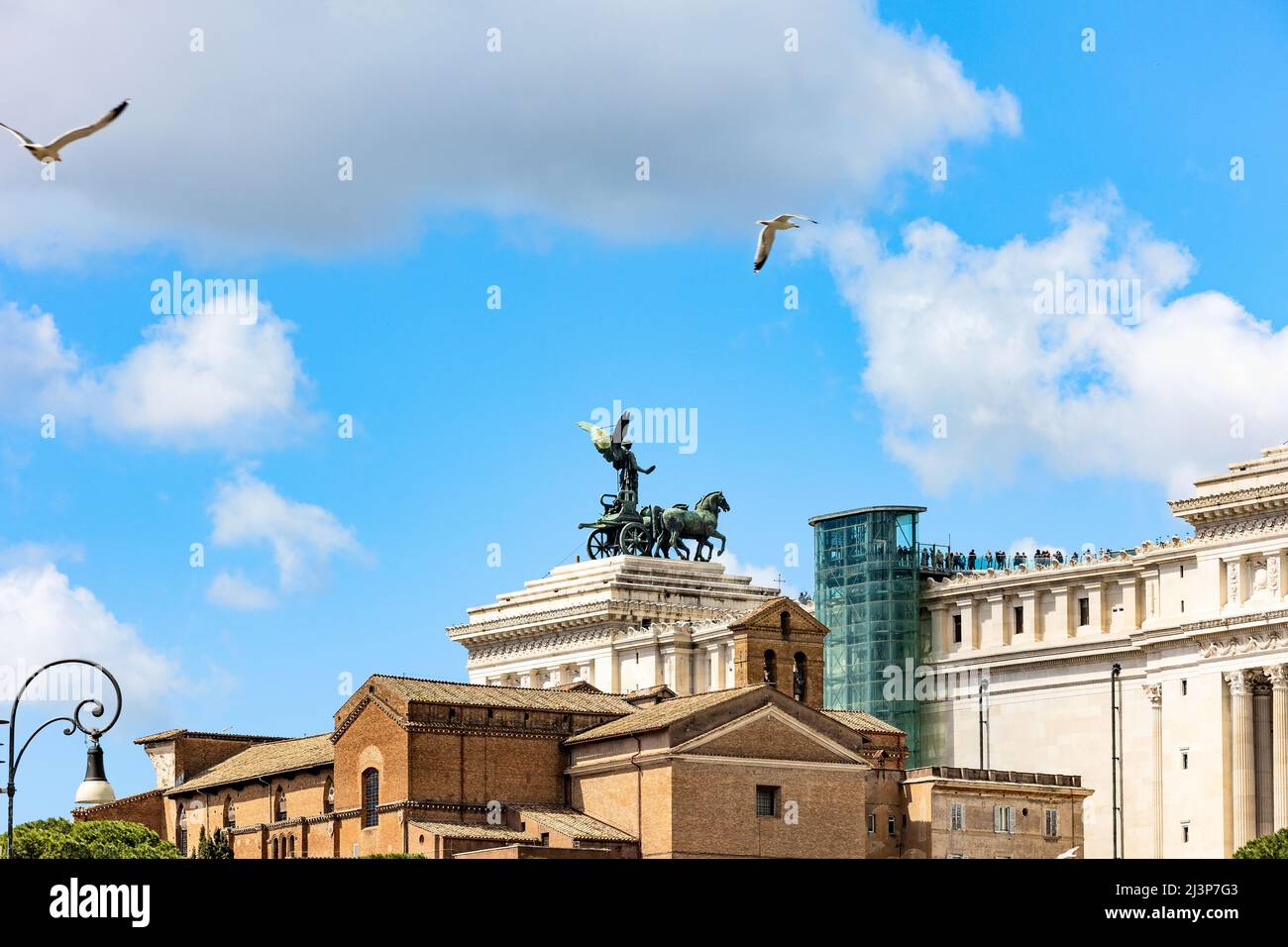 Roman chariot on top of the Altare della Patria monument in Rome, Italy ...