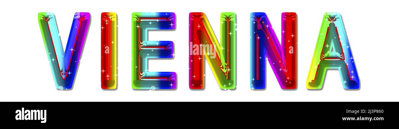 Colorful lettering with the name of the city VIENNA Stock Photo - Alamy