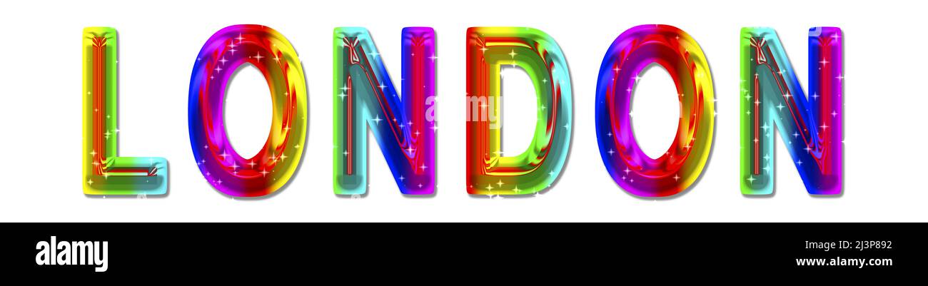 Colorful lettering with the name of the city LONDON Stock Photo - Alamy