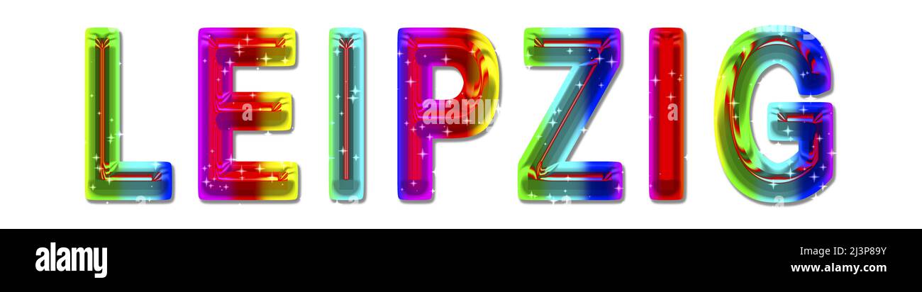Colorful lettering with the name of the city LEIPZIG Stock Photo - Alamy