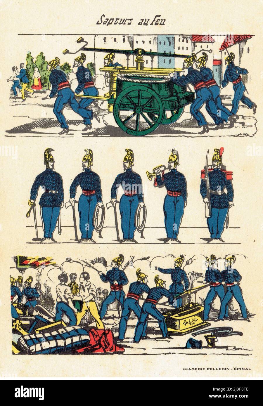 sapeurs pompiers au feu sous le Second Empire Stock Photo - Alamy